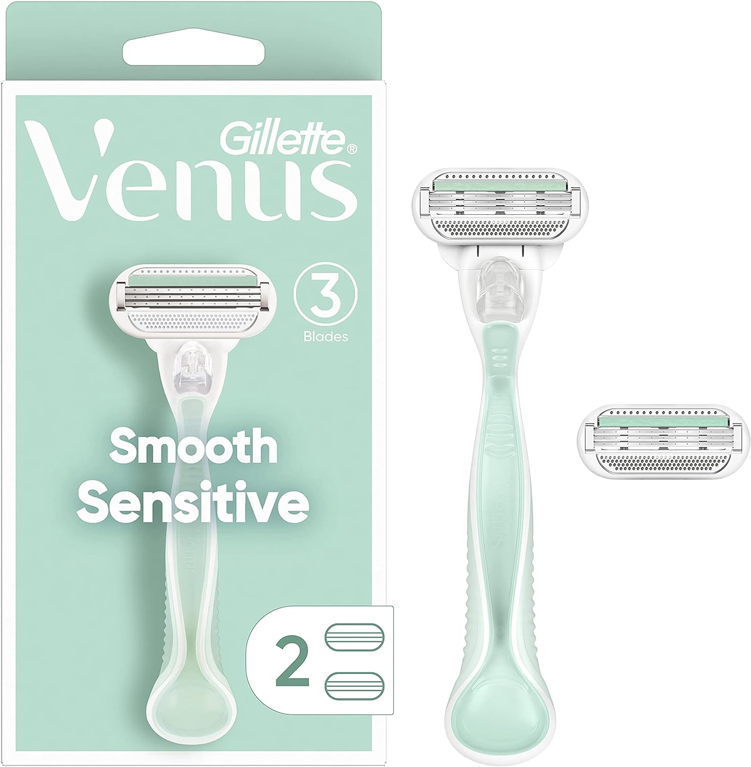 Venus Smooth Sensitive Handle 3 Blades, 2 Head